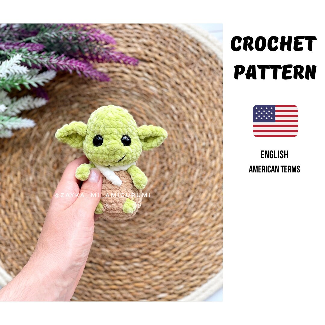 Mini Yoda Grogu Crochet Pattern Pdf/baby Green Alian Amigurumi Grogu Tutorial/soft Plush Toy ...