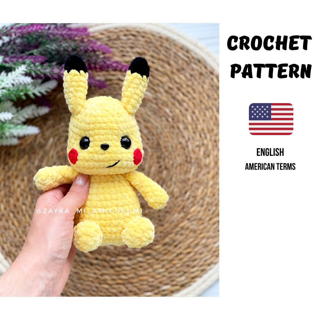 Pikachu Crochet Pattern Pdf/amigurumi Pokemon Pikachu PDF Tutorial/soft ...