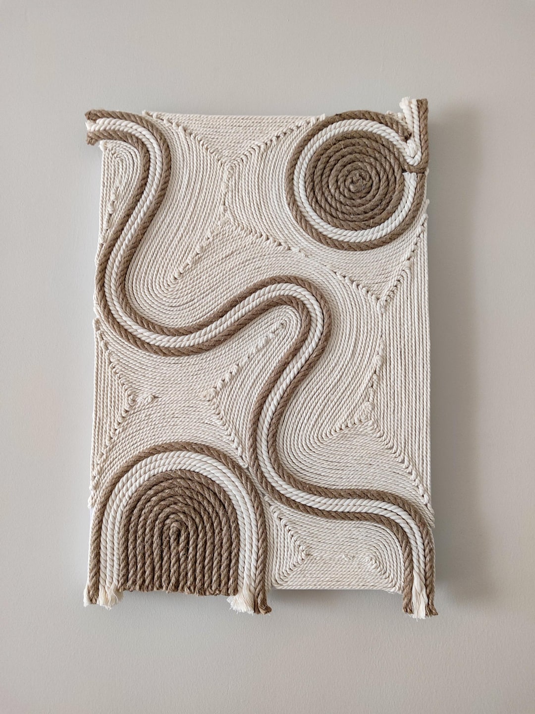 Rope Covered Canvas Wall Hanging/geometry Pattern Wall Hanging/fiber ...