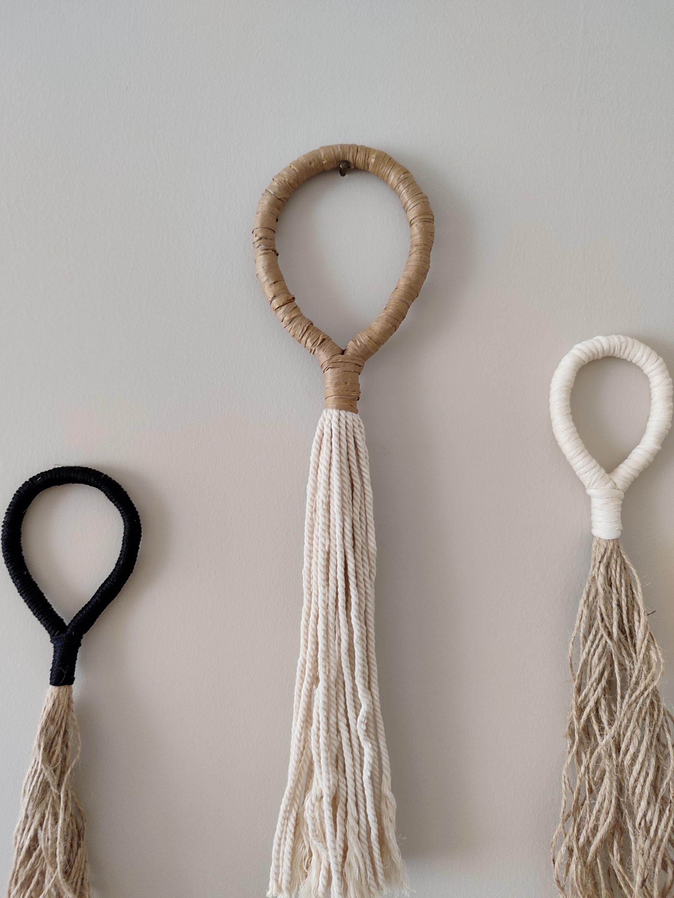 Wrapped Black Bohemian Door Handle Tassel/natural Wrapped Minimalist ...