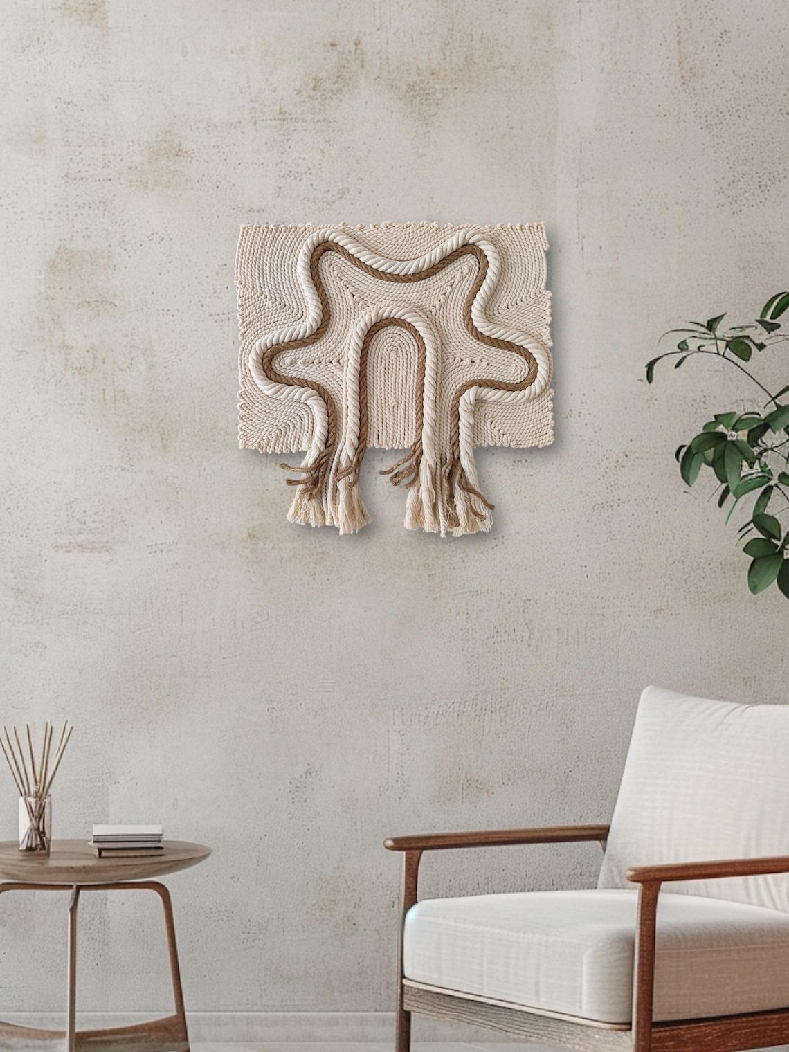 Geometric Rope Artwork /handmade Framed Textile Wall Art /wrapped Wall ...