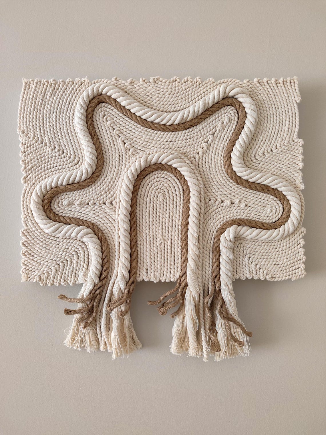 Rope Covered Canvas Wall Hanging/geometry Pattern Wall Hanging/fiber ...