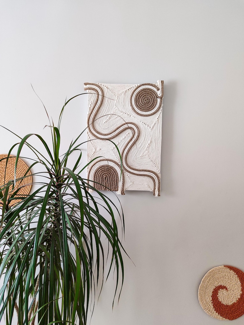 Handmade Rope-covered Canvas Wall Hanging – Geometric Boho Fiber Art - Etsy