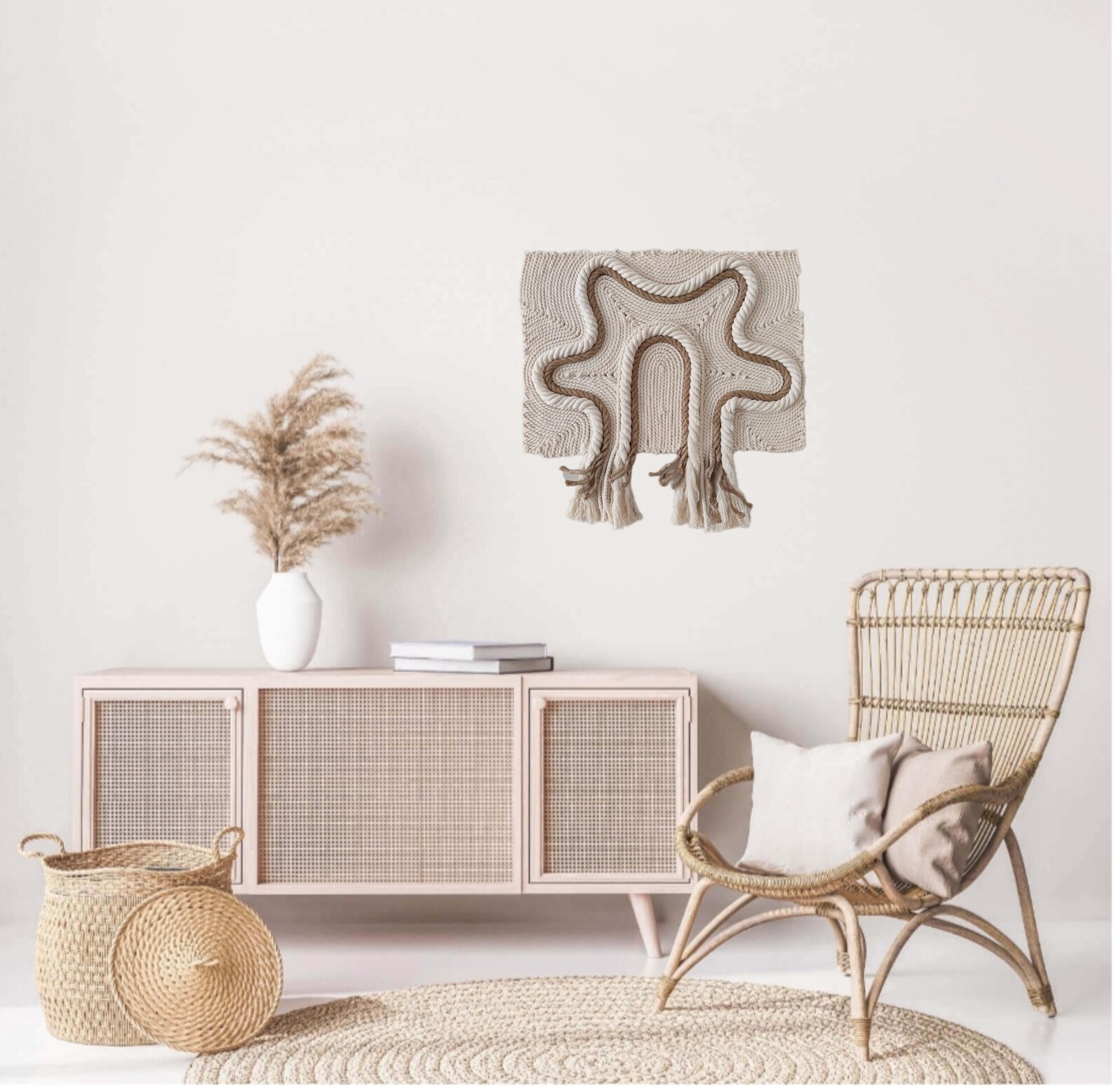 Rope Covered Canvas Wall Hanging/geometry Pattern Wall Hanging/fiber ...