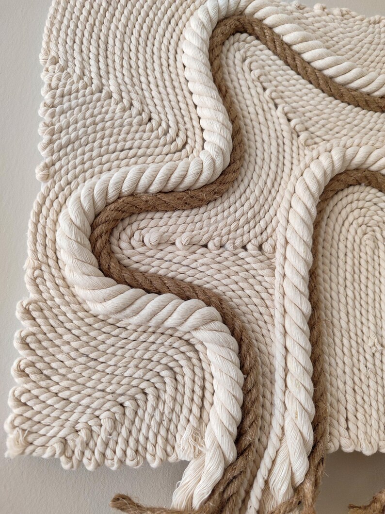 Rope Covered Canvas Wall Hanging/geometry Pattern Wall Hanging/fiber ...