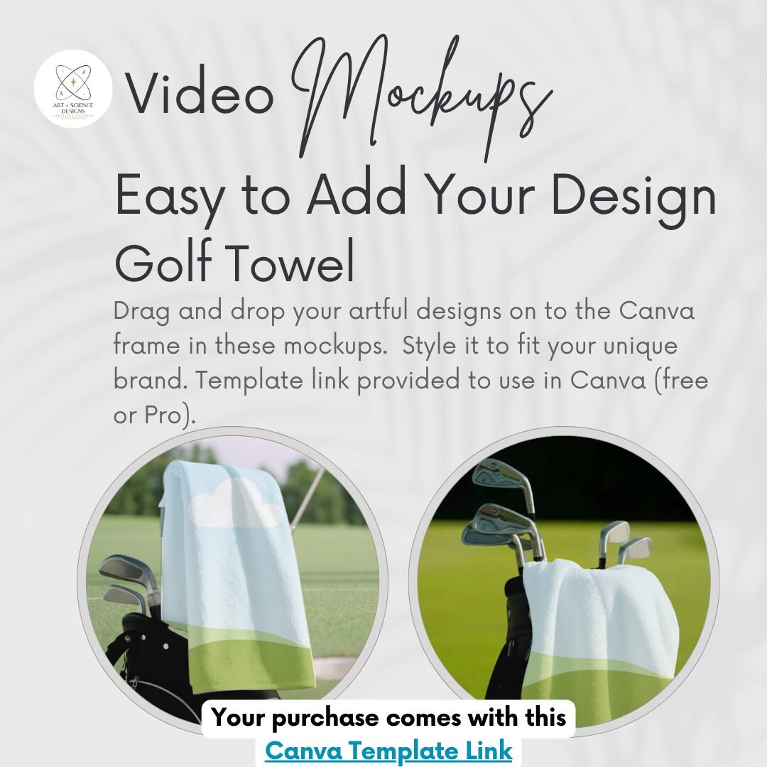 Golf Towel Video Mockups: Canva Templates for POD Listings - Etsy