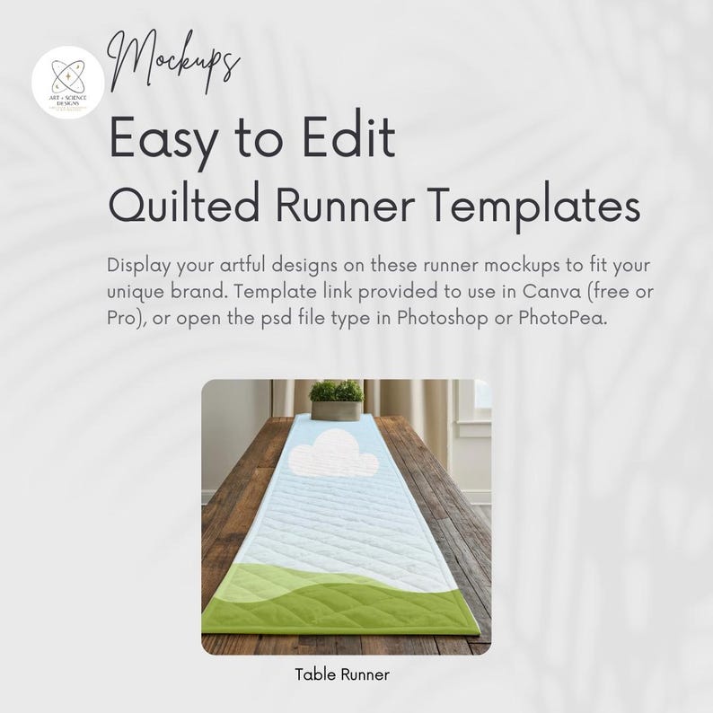 Mockup, Quilted Runner for Table or Bed, Canva Template Link, Great for Printify or MWW POD ...