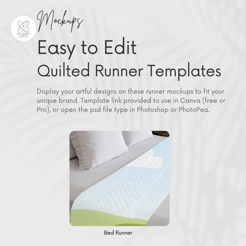 Quilted Runner Mockup: Canva Template for Printify & MWW (PNG Download ...
