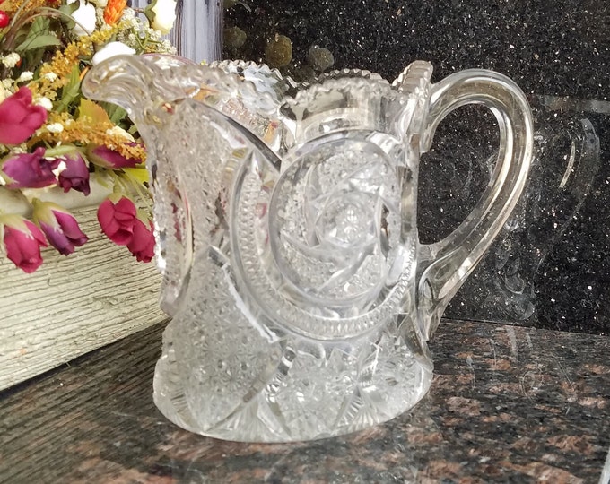 Cut Glass Water Pitcher / American Brilliant Period / 6.75h - Etsy