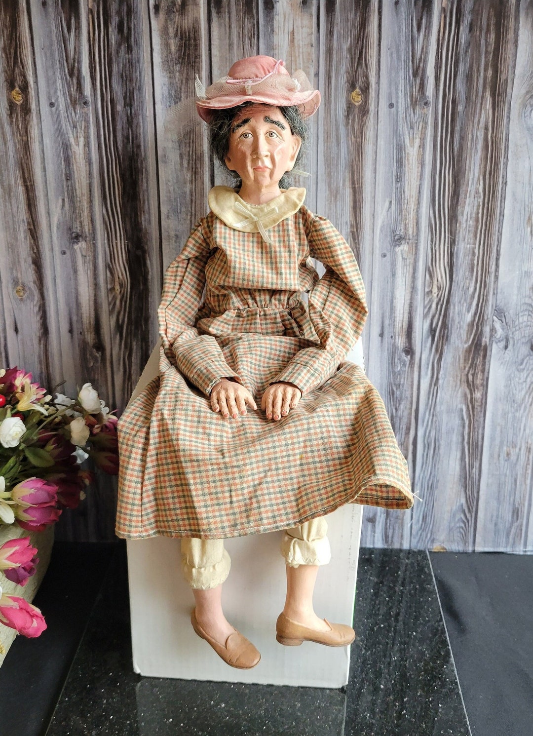 Vintage Old Lady Shelf Sitter - 20.5"length - Etsy