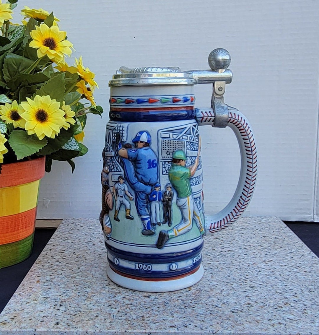 Avon Beer Stein With Hinged Lid Great American Baseball 8.5h - Etsy