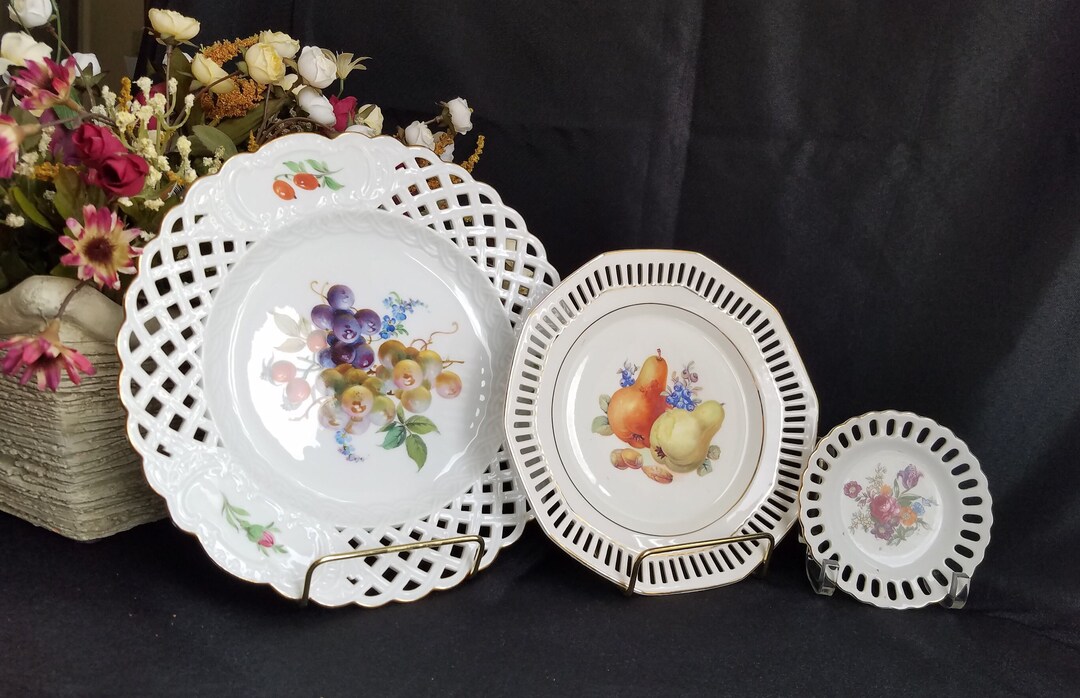 Vintage Porcelain Lace Plate/reticulated Floral Plate - 3 Variations ...