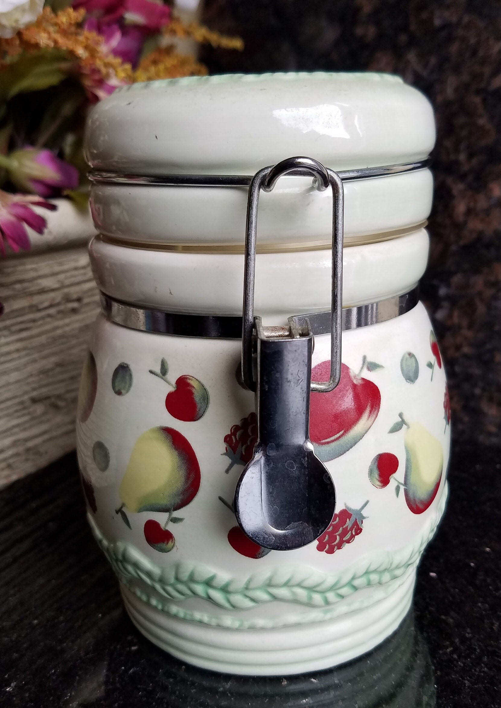 Vintage MSRF Ceramic Canister With Metal Hinged Locking Lid - Etsy