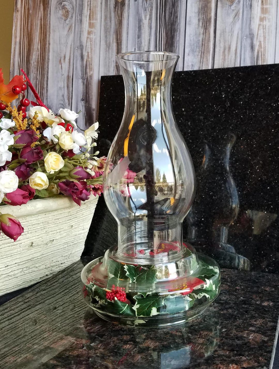 Christmas Glass Hurricane Candleholder - 11"h - Etsy