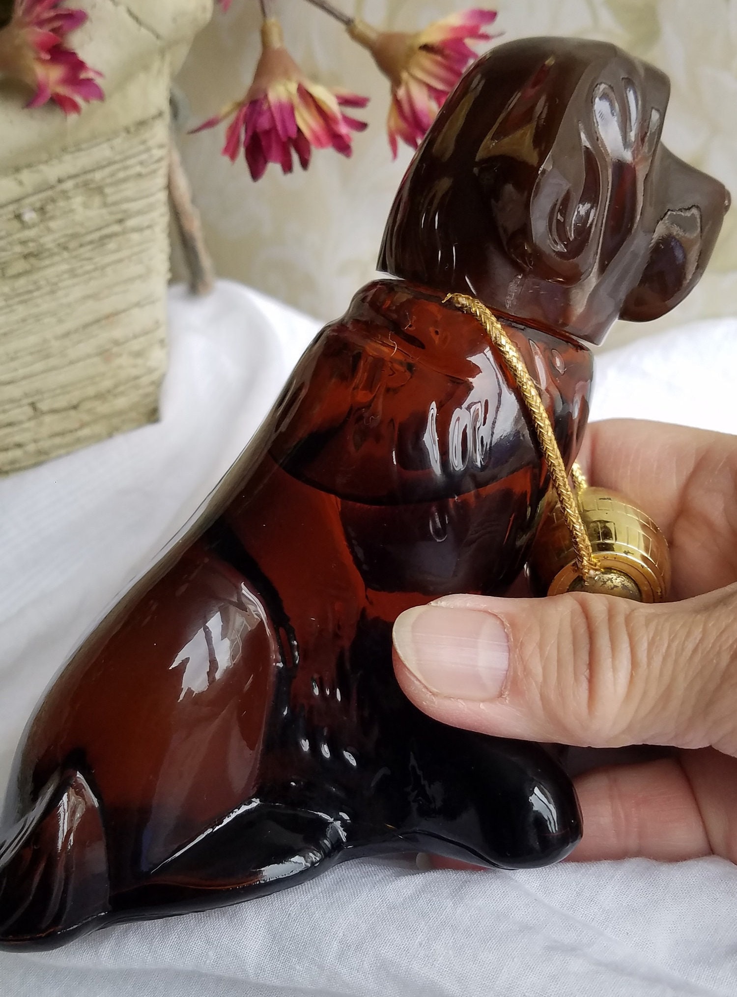 Vintage Avon Brown Glass Dog Bottle With Keg Barrel - Etsy