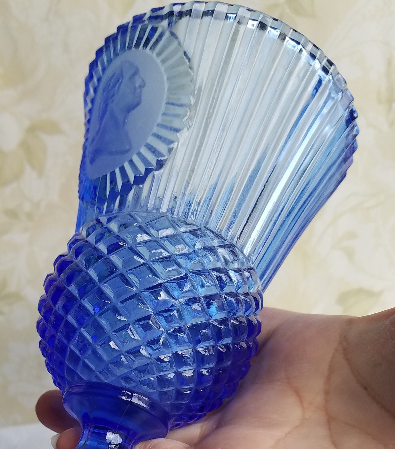 Avon Fostoria Cobalt Blue George Washington Goblet Set of 2 - Etsy