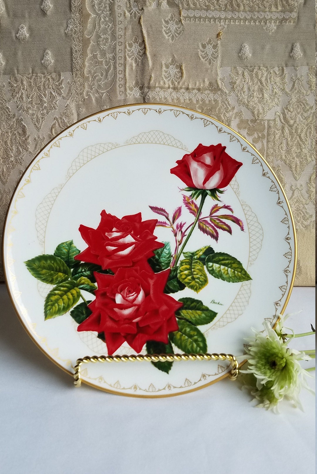 Edward Marshall Boehm Collectible Plate / Rose of Excellence Collection ...
