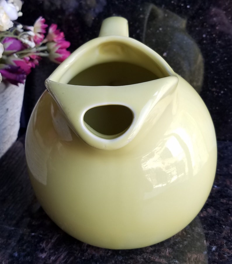 Hall Pottery Mustard Yellow Cannonball Tilting Pitcher - 8" - Etsy