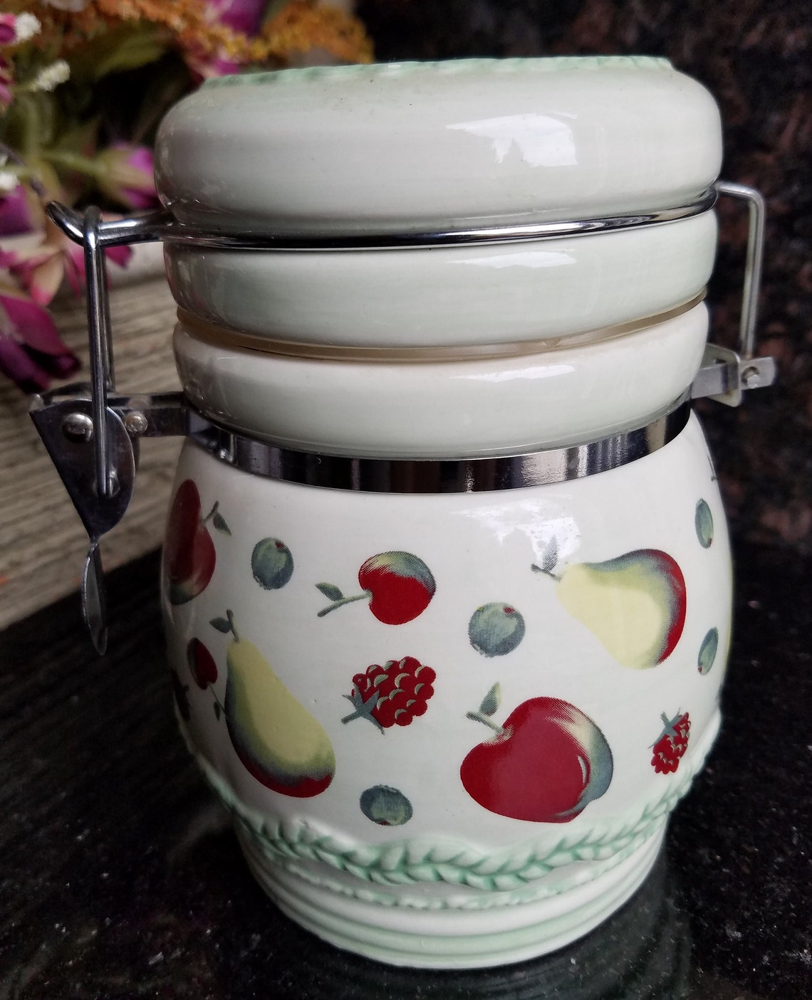 Vintage MSRF Ceramic Canister With Metal Hinged Locking Lid - Etsy