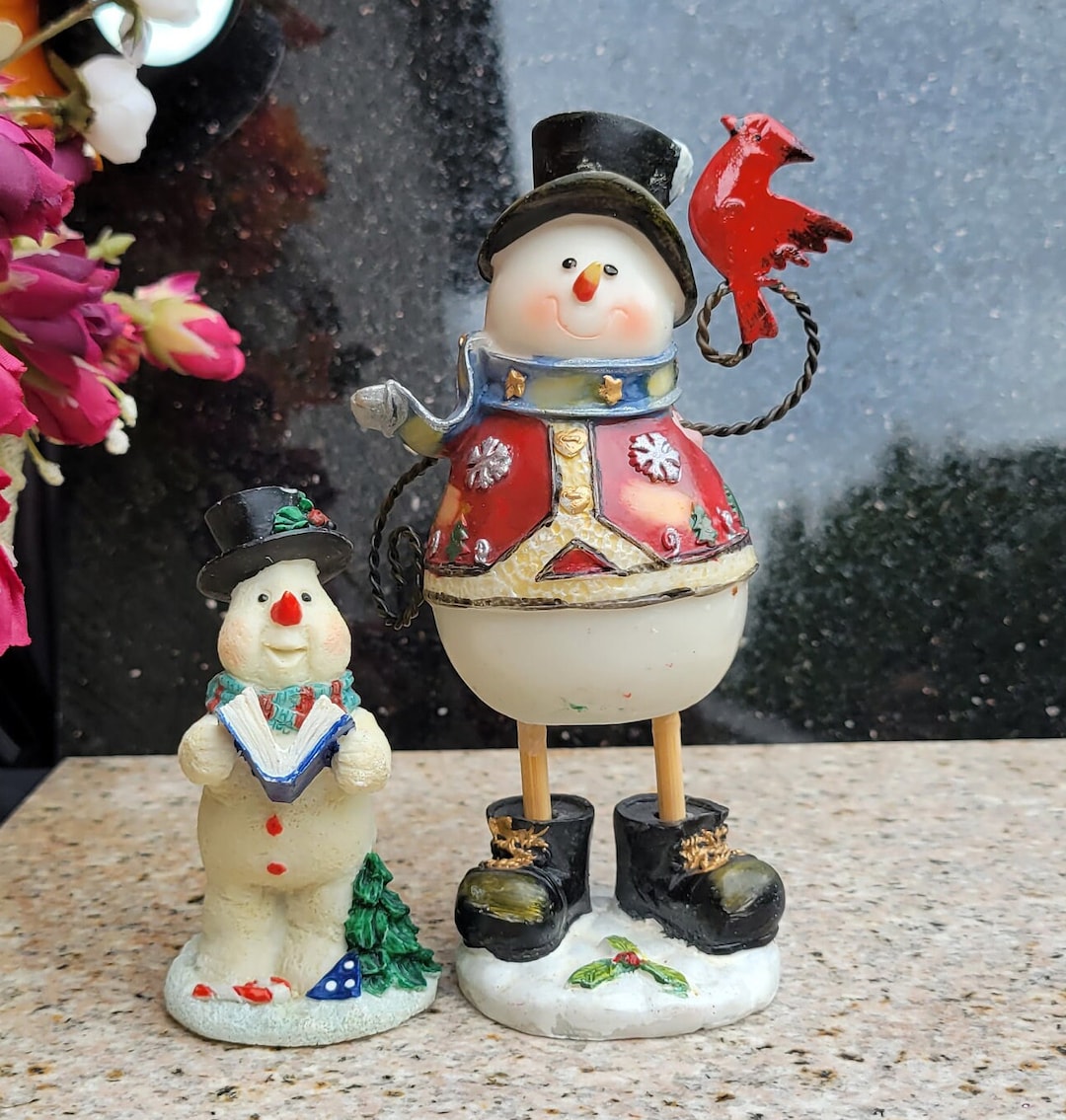 Lot of 2 Assorted Snowman Figurine - Etsy