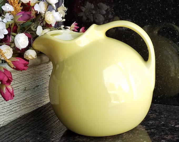 Hall Pottery Mustard Yellow Cannonball Tilting Pitcher 8 - Etsy