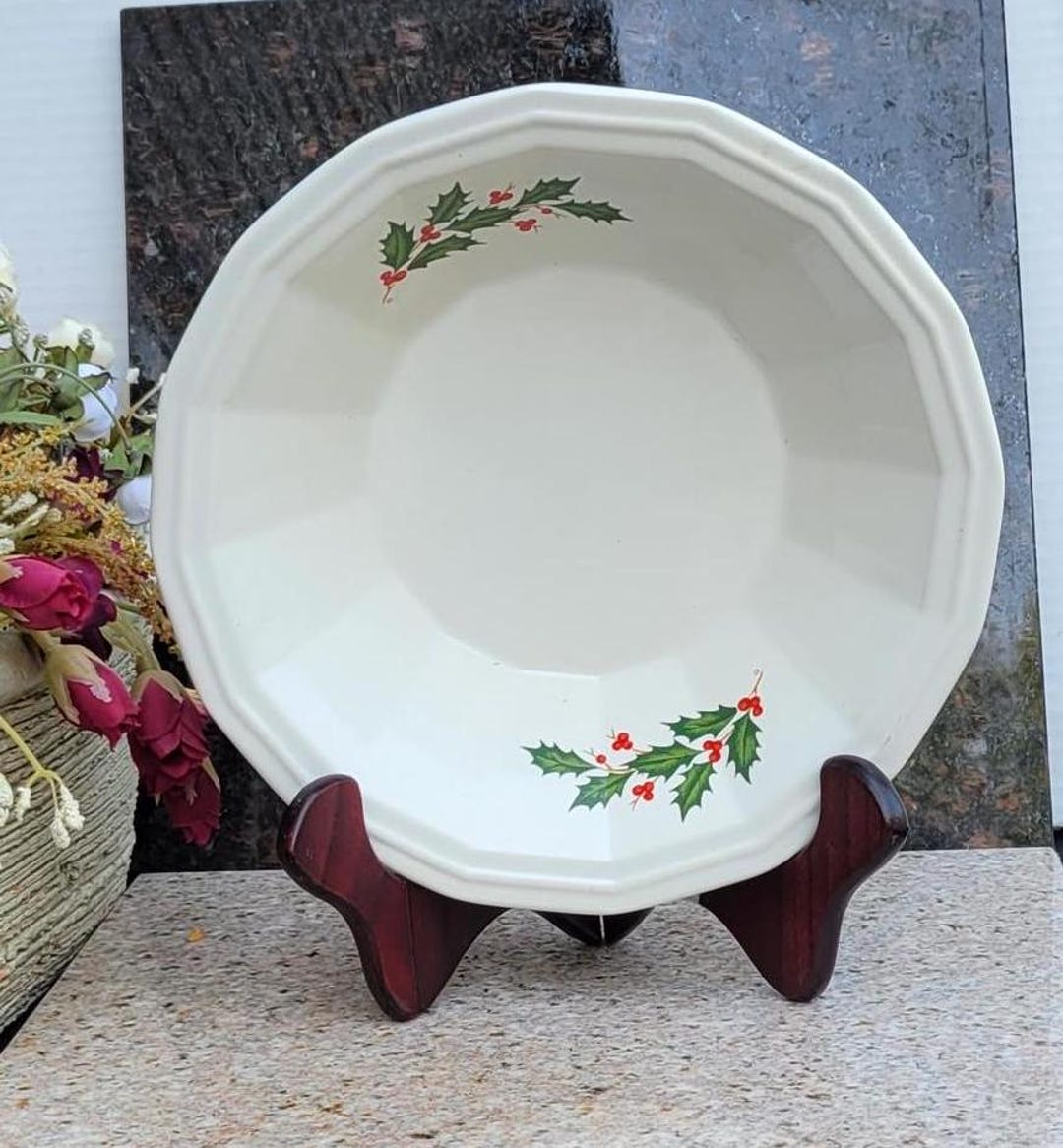 Homer Laughlin Christmas Holly & Berries Serving Bowl - 9" - Etsy