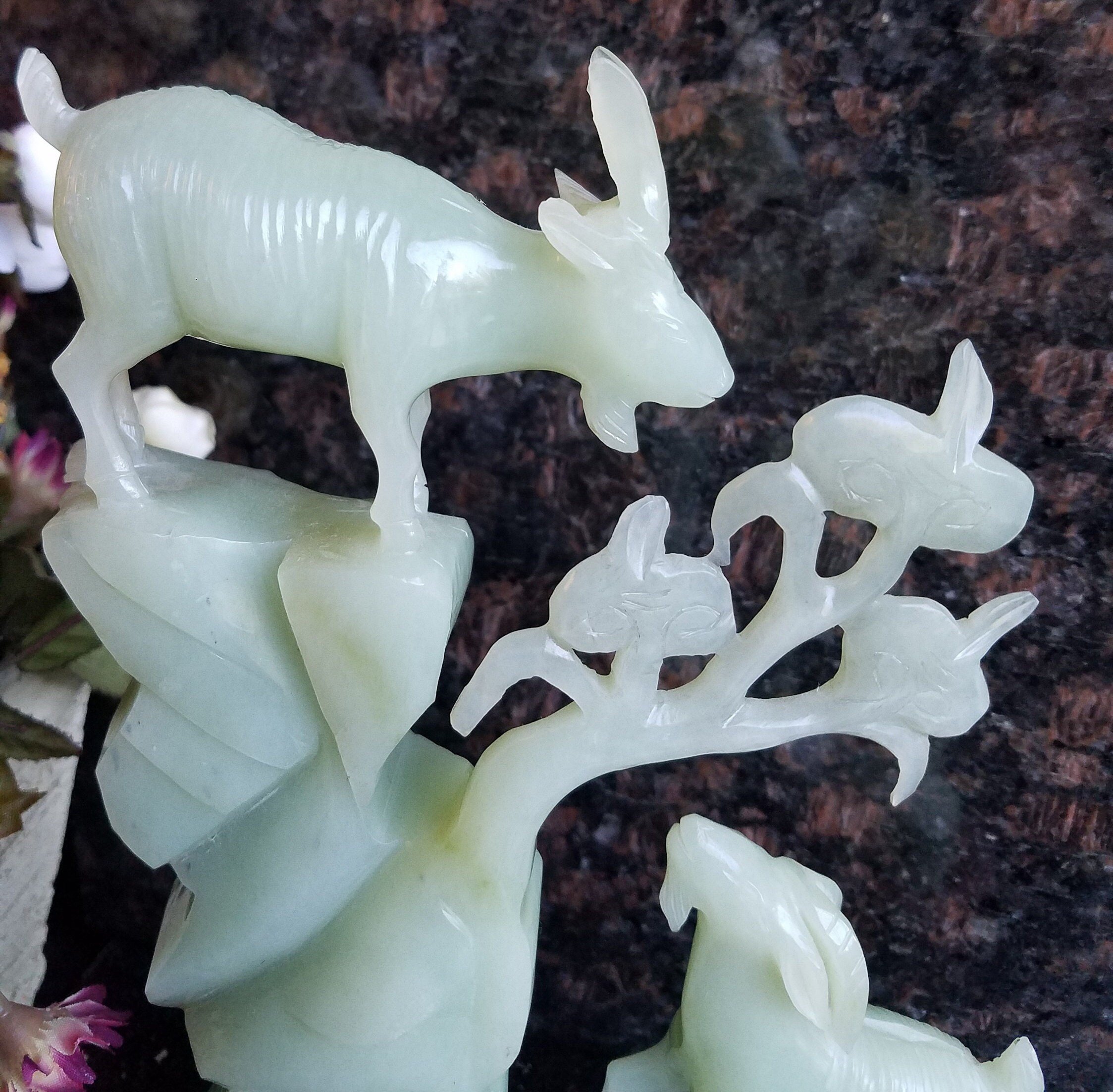 Chinese Jadeite Carving Goat Sculpture - Etsy