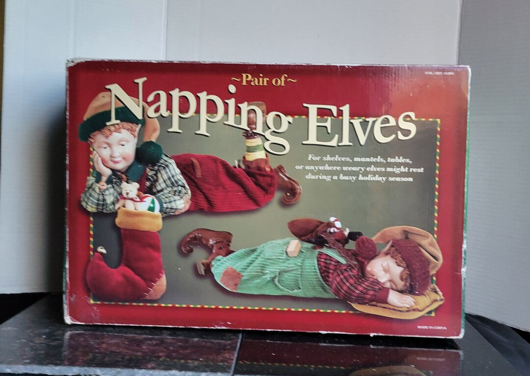 A Pair of Napping Elves Figurine - 17"l - Etsy