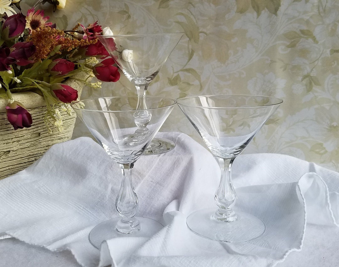 Short Stemmed Martini Glasses Set Of 3 Etsy