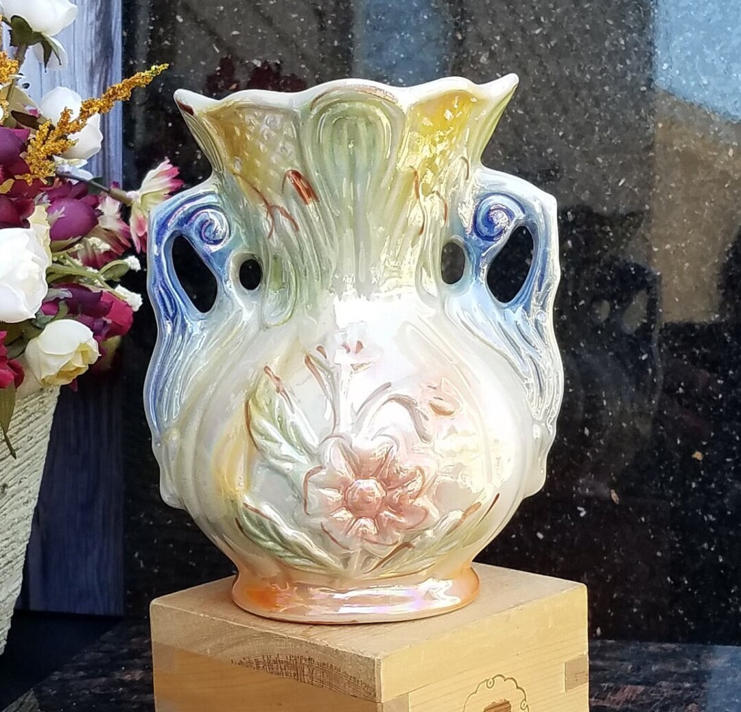 Beautiful Vintage Lusterware Hand Painted Brazilian Vase - 5.25"h - Etsy