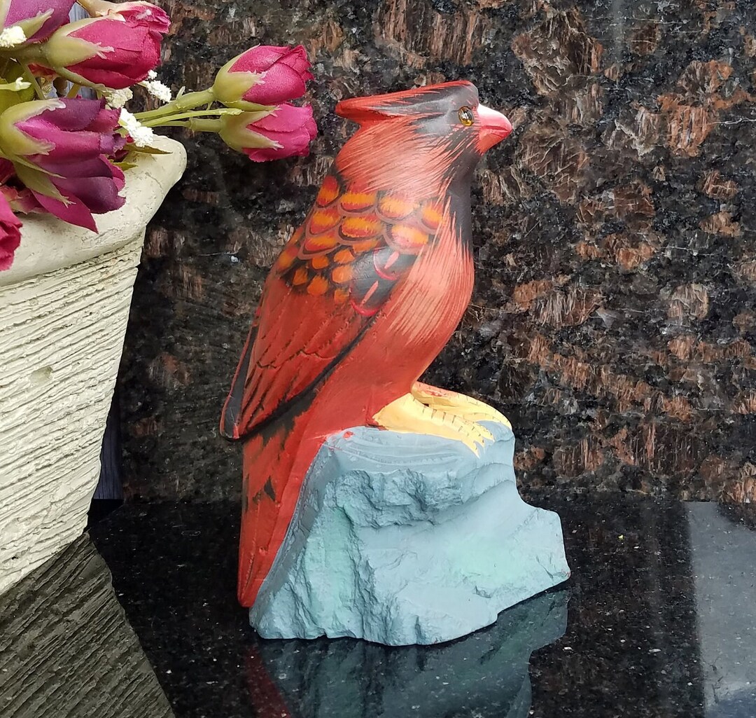 Solid Concrete Red Cardinal Decor Sculpture - Etsy