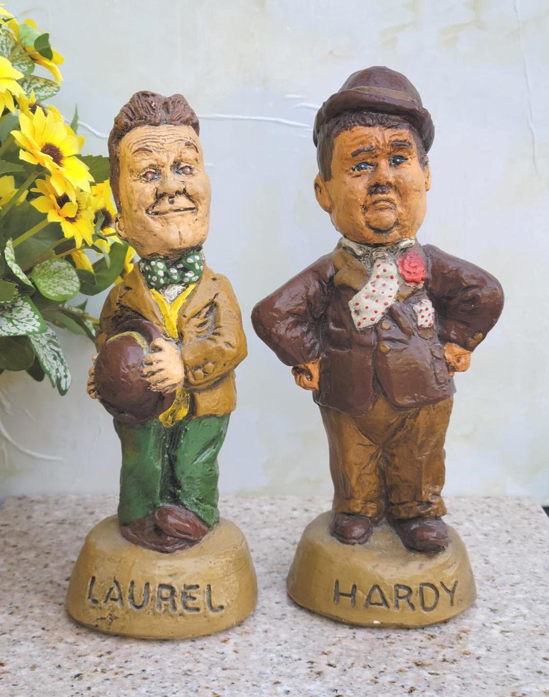 Vintage Laurel and Hardy Chalkware Statues - 9.75"h - Etsy