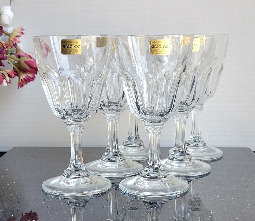 Petale ARC Arcoroc Crystal Wine Glasses Set of 6 / Made in France - Etsy