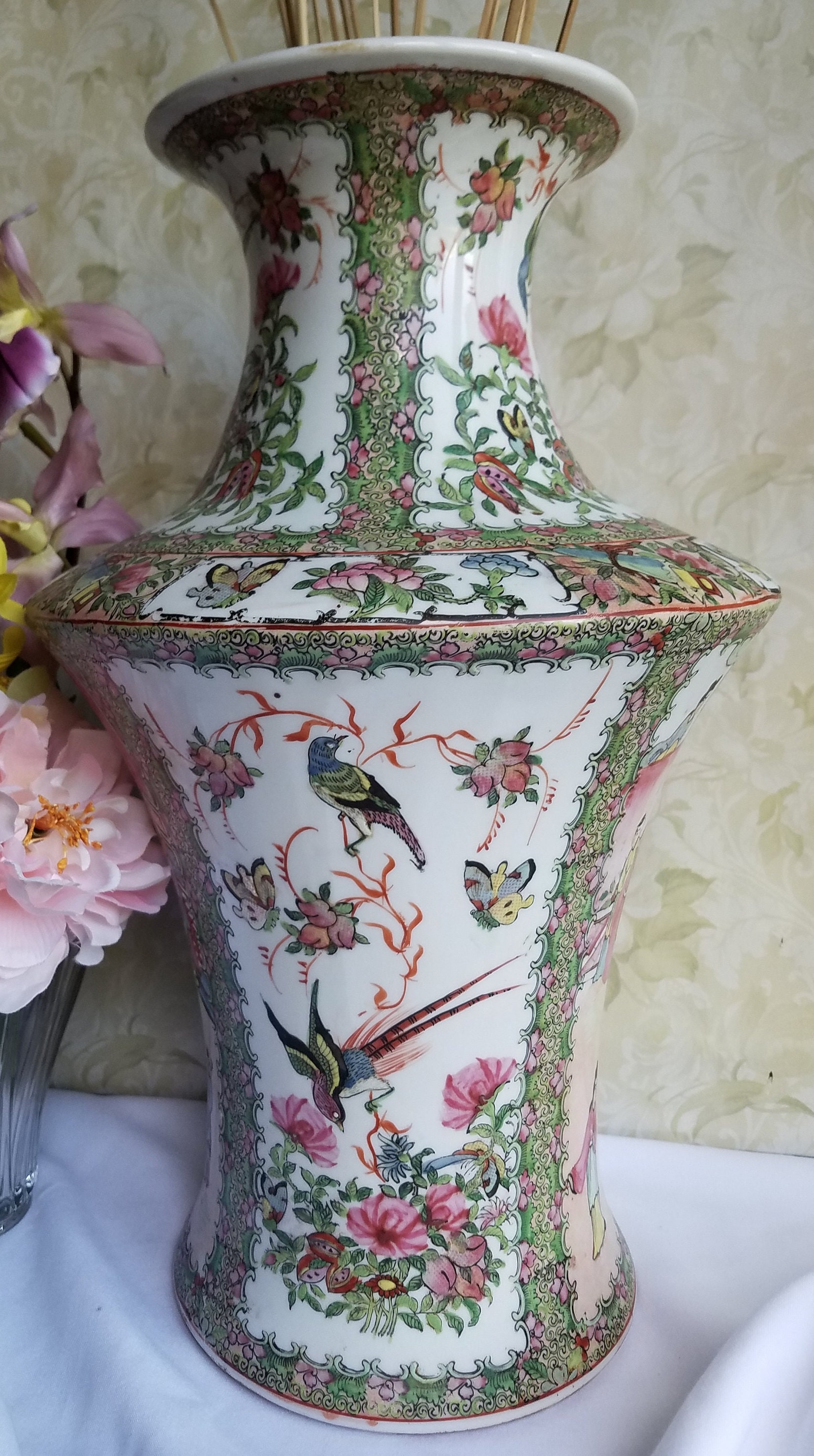 Vintage Chinese Porcelain Flower Vase - Etsy