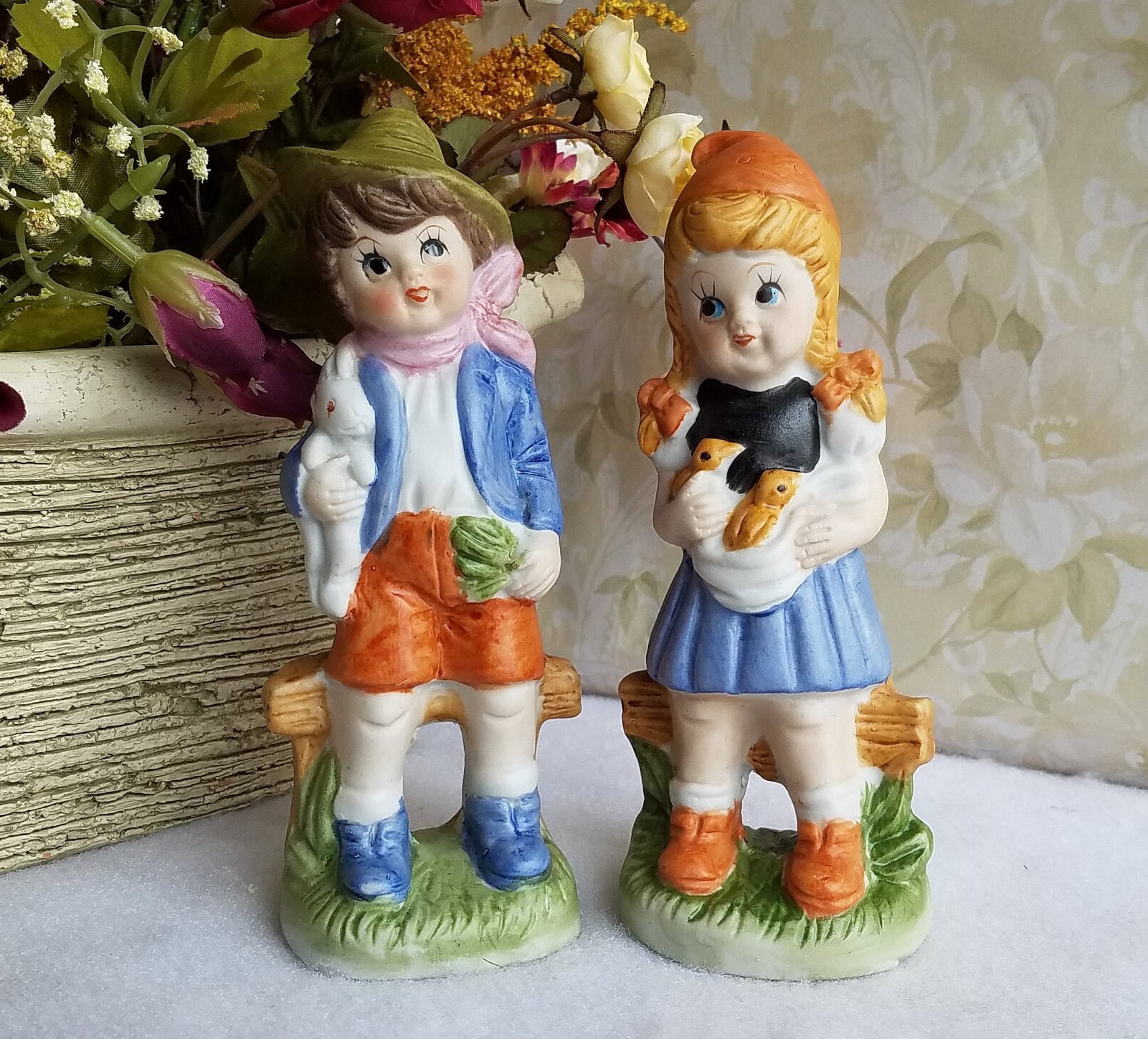 Vintage Ceramic Young Girl and Boy Figurines - Set of 2 - Etsy