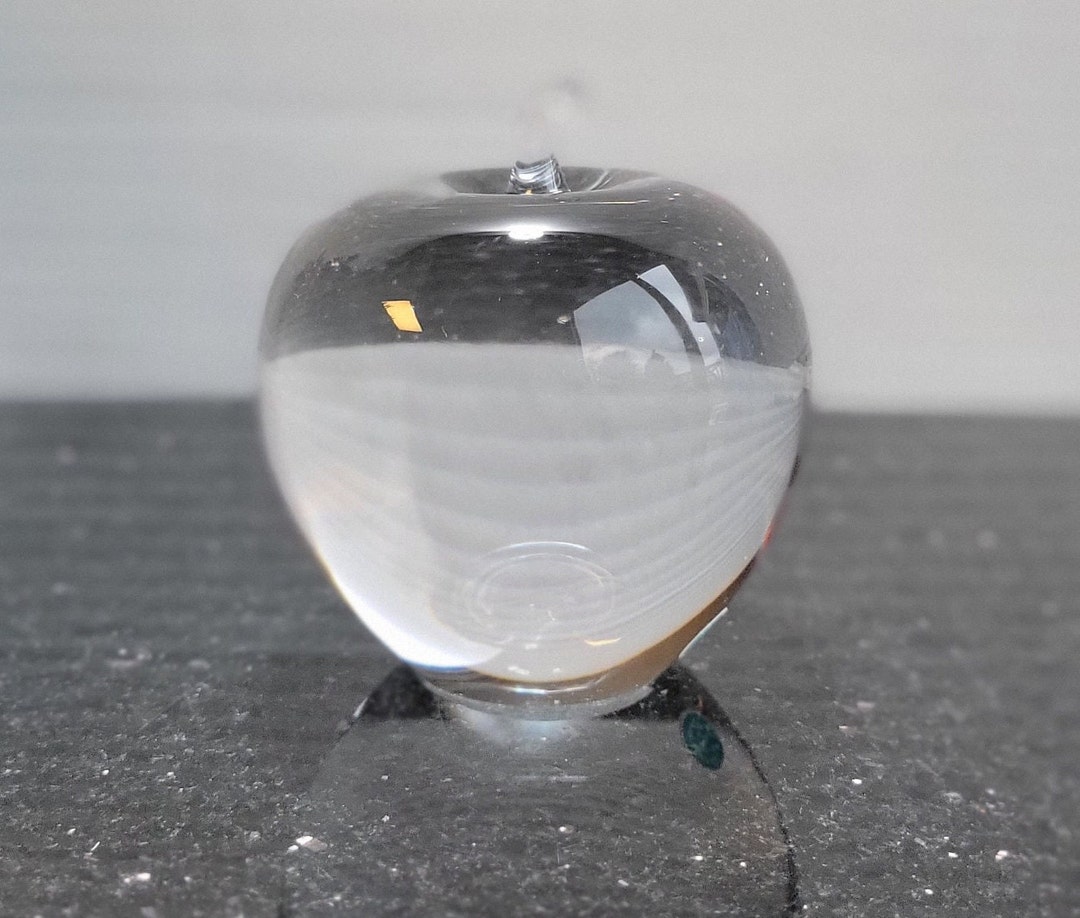 Vintage Art Glass Crystal Apple Paperweight Figurine - 3.5"d - Etsy