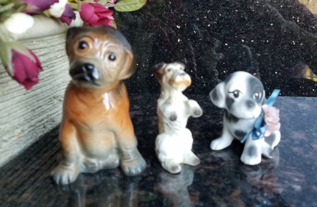 Vintage Ceramic Dog Figurine Set of 3 - Etsy