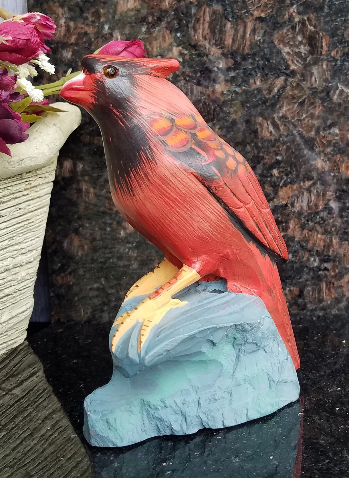 Solid Concrete Red Cardinal Decor Sculpture - Etsy