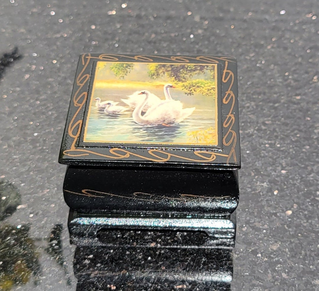 Russian Small Black Square Trinket Jewelry Box 2.25sq - Etsy