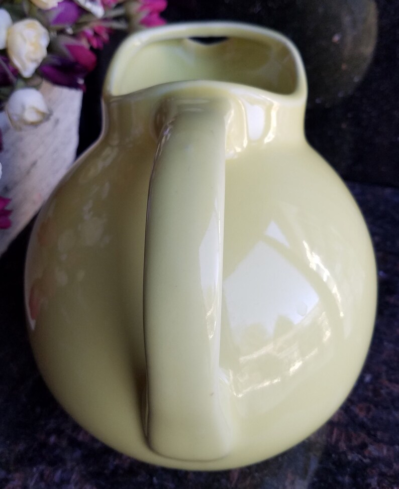 Hall Pottery Mustard Yellow Cannonball Tilting Pitcher - 8" - Etsy