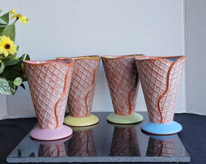 Hallmark Ice-cream Sundae Waffle Cone Shaped Cup - Set of 4 - Etsy