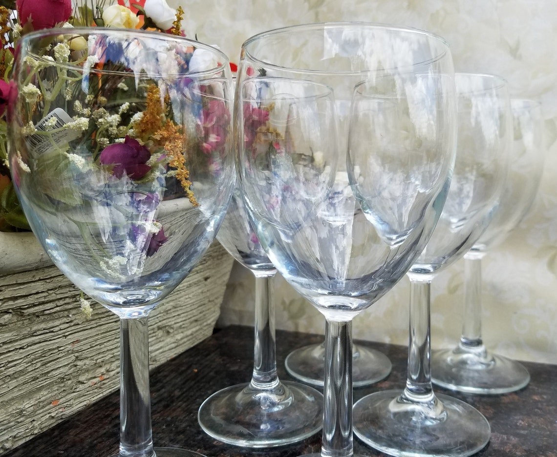 Clear Glass Water Goblet Stemware / Balloon Wine Glass- Set of 6 Pcs - Etsy
