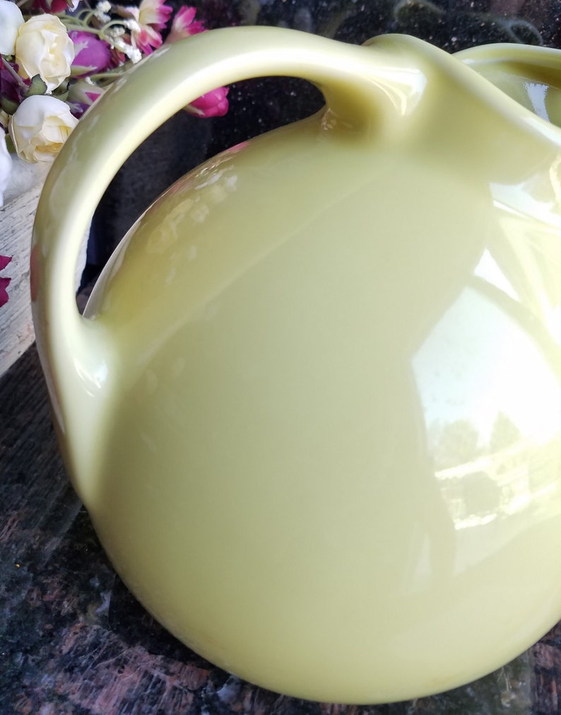 Hall Pottery Mustard Yellow Cannonball Tilting Pitcher - 8" - Etsy