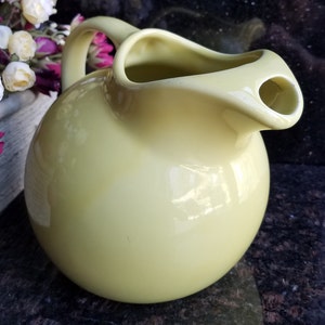 Hall Pottery Mustard Yellow Cannonball Tilting Pitcher - 8" - Etsy