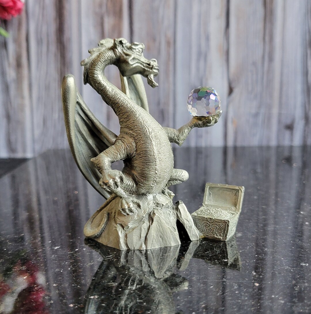 Perth Pewter Dragon With Crystal Ball - Etsy