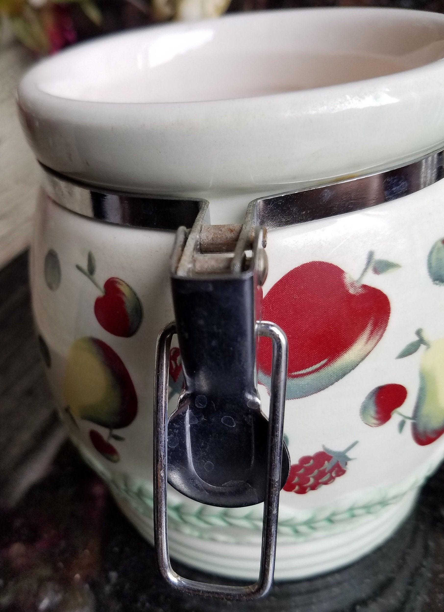 Vintage MSRF Ceramic Canister With Metal Hinged Locking Lid - Etsy
