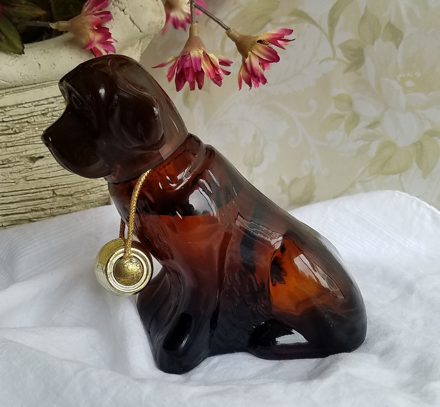 Vintage Avon Brown Glass Dog Bottle With Keg Barrel - Etsy