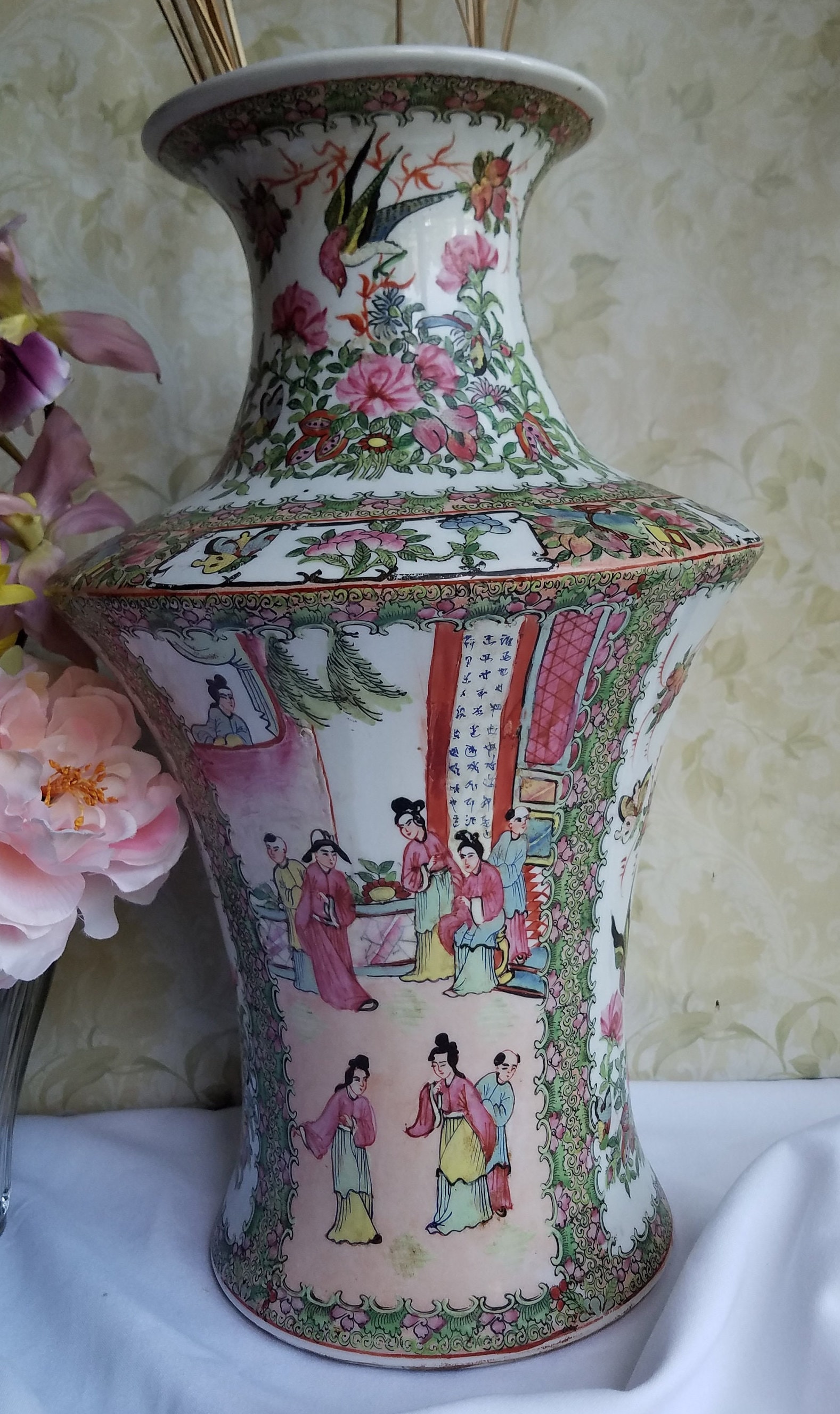 Vintage Chinese Porcelain Flower Vase - Etsy