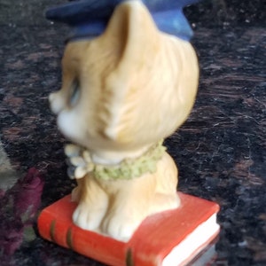 Vintage Lefton Graduate Cat Figurine / Cat Figurine Sitting on Book ...