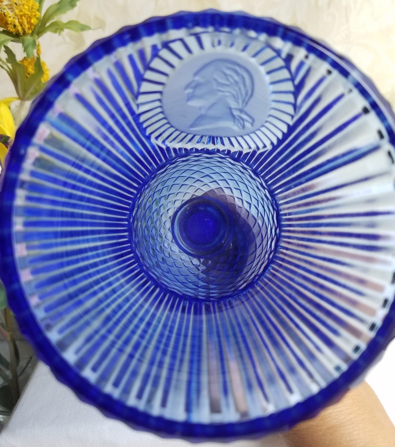 Avon Fostoria Cobalt Blue George Washington Goblet Set of 2 - Etsy